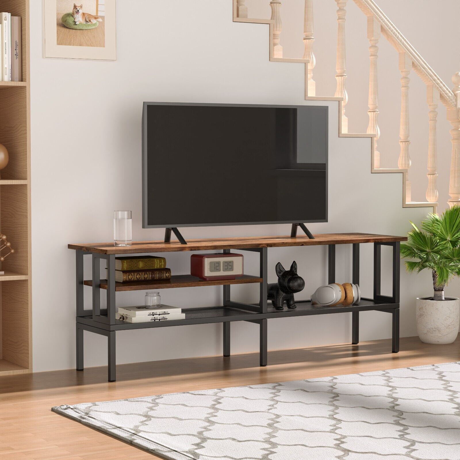 AFANQI Stand for 70 Inch TV, Retro Home Media Entertainment Center with ...