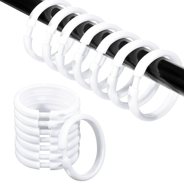 AFANSO Easy Glide White Plastic Shower Curtain Rings, Set of 12 O-Ring ...