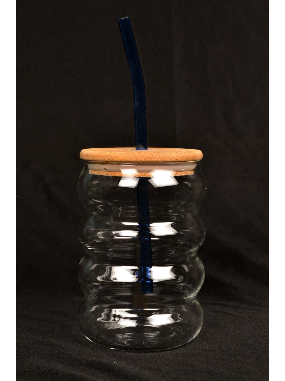 AFAST Stylish Clear Glass Sipper with Airtight Wood Lid and Straw for ...