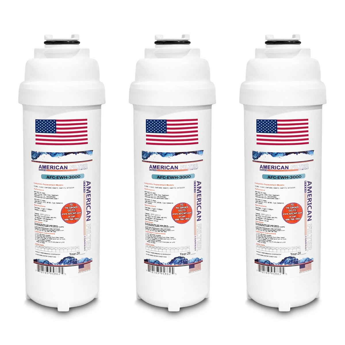 AFC® #AFC-EWH-3000, Compatible with LMABF8WSLK Water Filter - 3 Filters ...