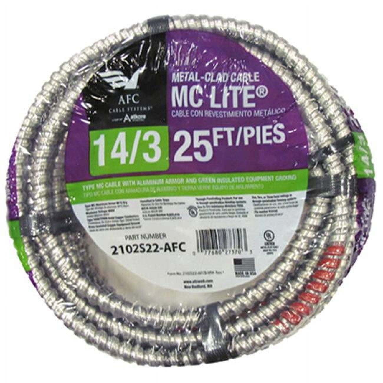 AFC Cable Systems 2102S22-AFC 25 ft. 3 Conductor Aluminum Metal Clad ...