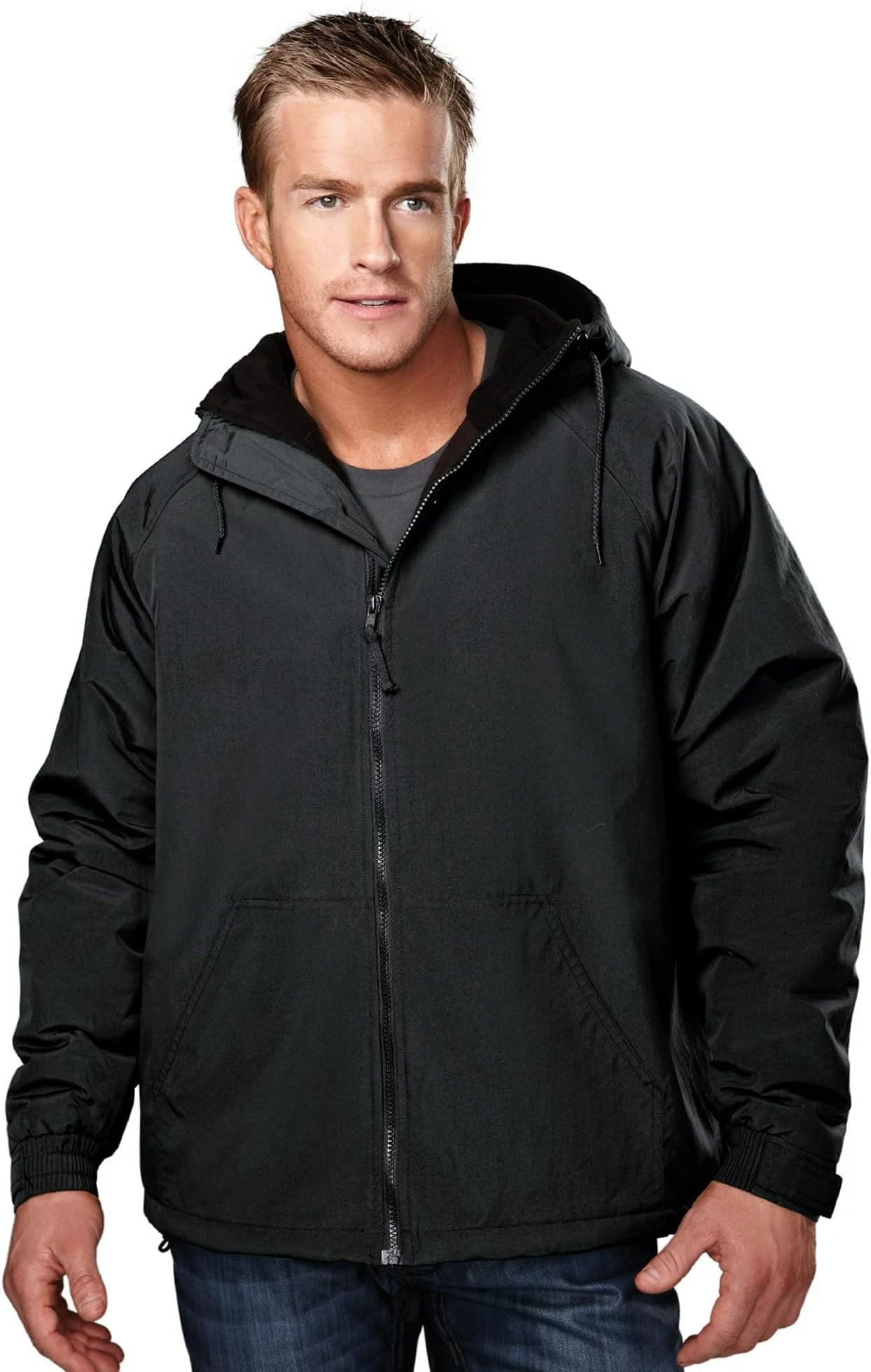 AFC Men's Nylon Hooded Jacket with Fleece Lining Lg to 6x Big and Tall ...