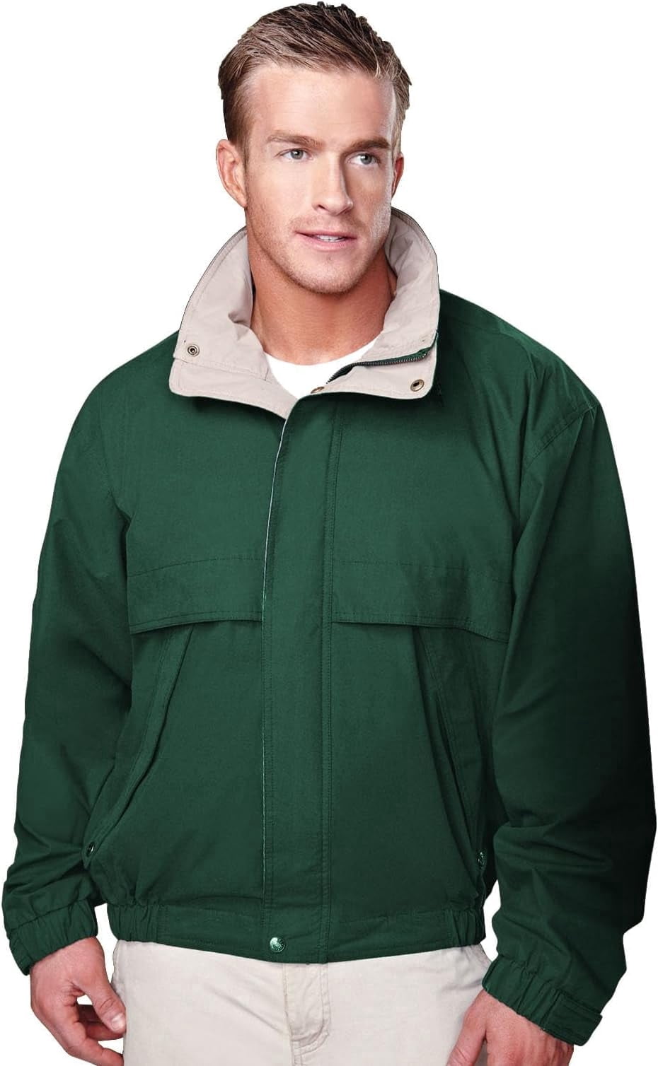 AFC Men's Poplin Jacket Concealed Hood Water Resistant Coat Big & Tall ...