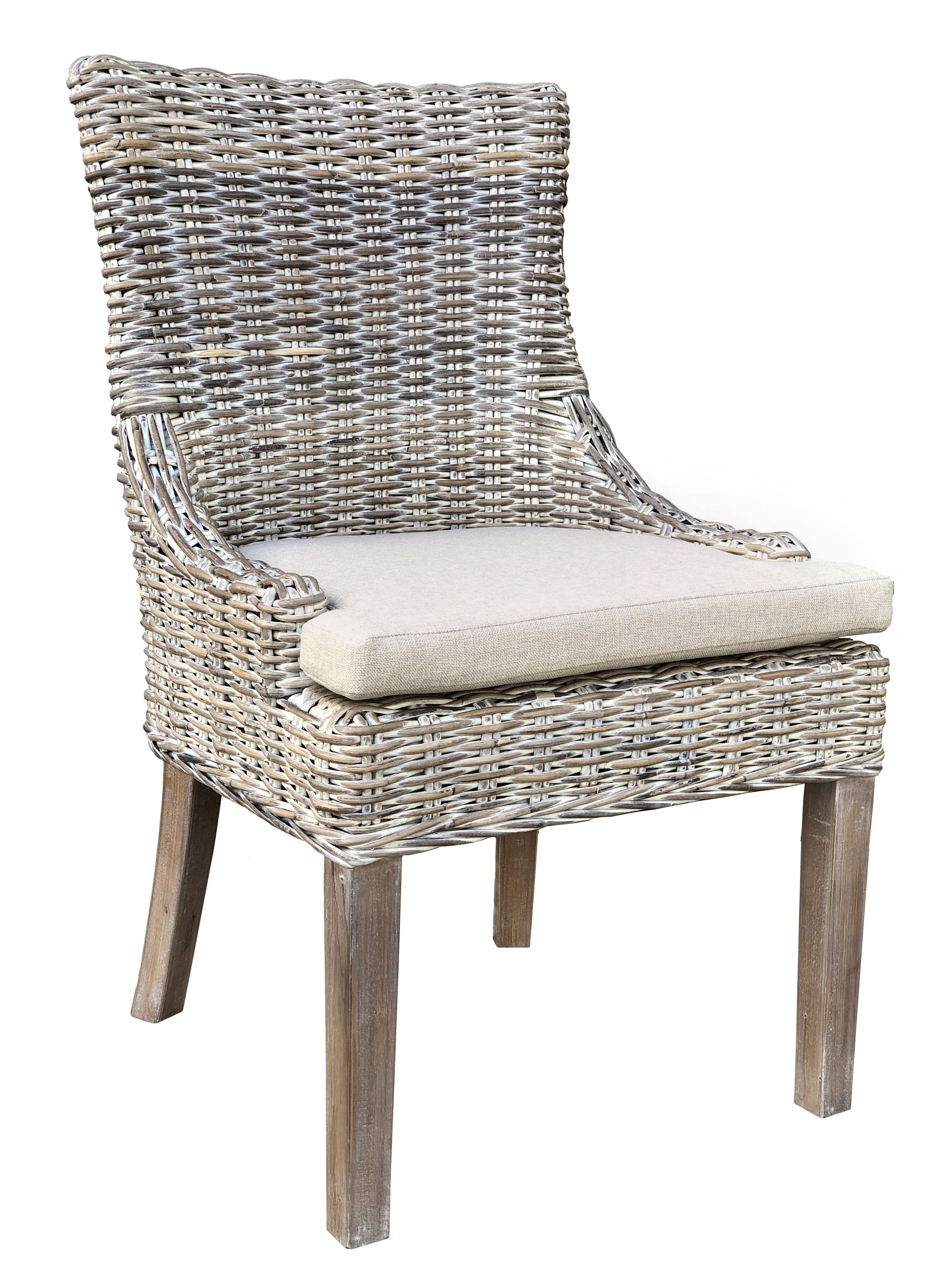 AFD Home Pre-Assembled Natural Wooden Alfresco Dining Chair Kuba Weave ...