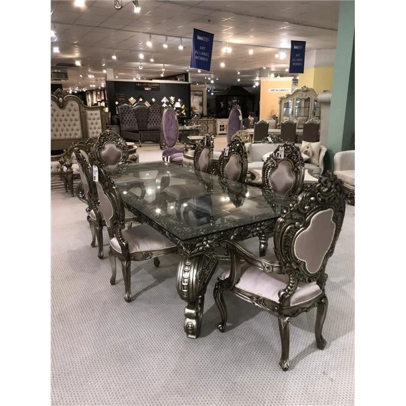 AFD Home 12011267 Hardwood KC Platine Rococo Hand Carved Dining Table ...