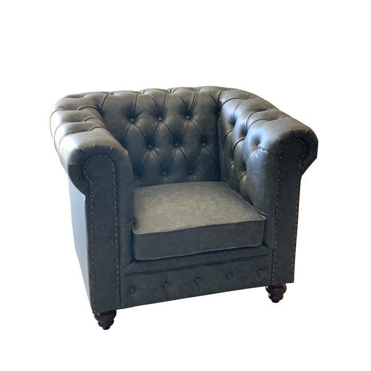 AFD Home 12013961 Classic Chesterfield Chair - Grey Blue - 40 x 32 x 35 ...