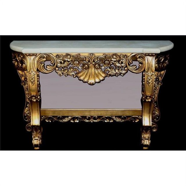 AFD Home 12016293 Gold Petticoat Cream Marble Top Console Table - Walmart.com