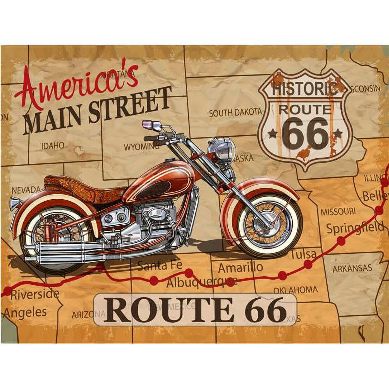 AFD Home 12016846 Route 66 Americas Historic Main Street Map Canvas ...