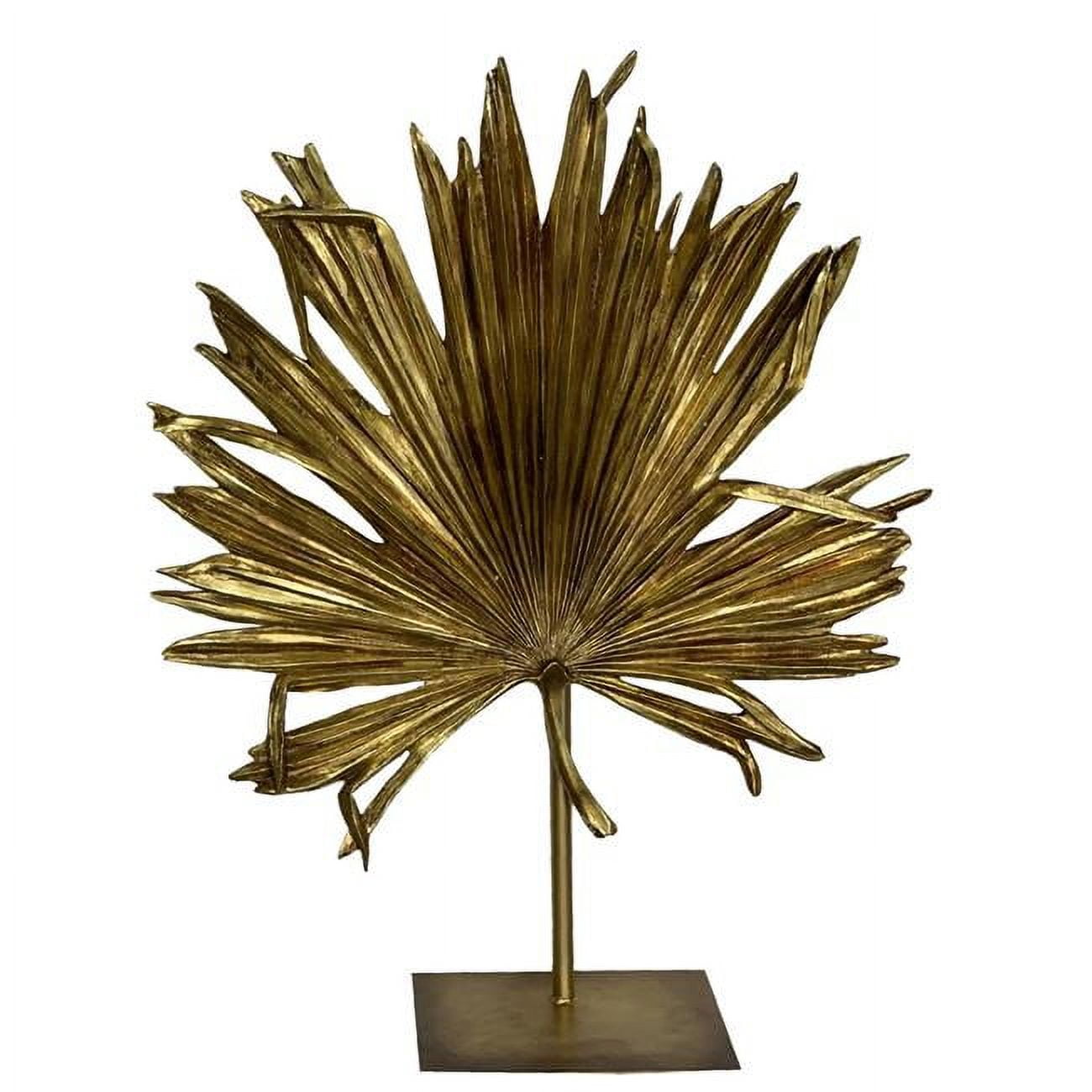 AFD Home 12017421 26 in. Polyresin & Gold Leaf Guilt Palm Leaf Spray on ...
