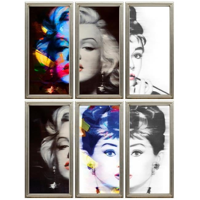 AFD Home 12018512 Audrey & Marilyn Canvas & Wood Framed Art - Set of 6 ...