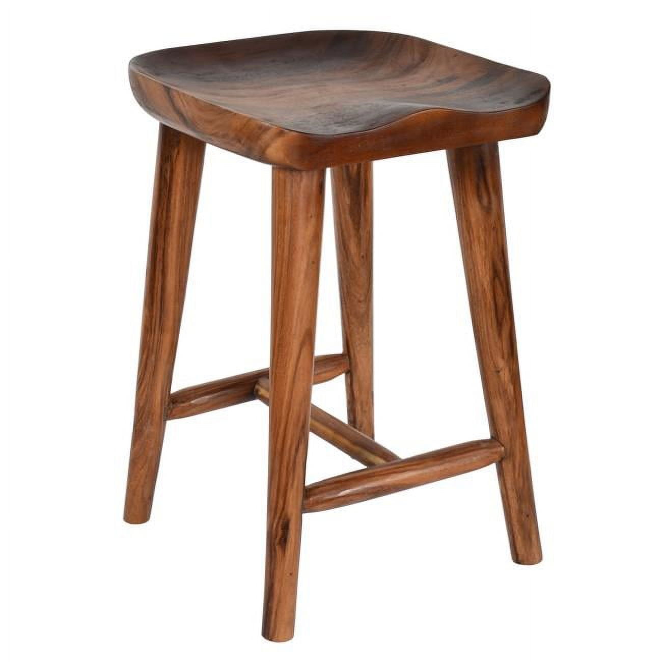 AFD Home Suar Wood Contoured Seat Counter Chair, Natural Wood, Height ...