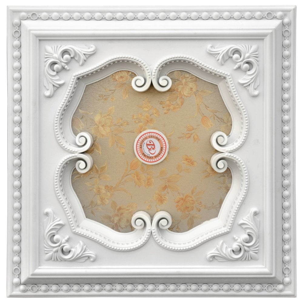 AFD White and Gold Four Leaf Clover Square Chandelier Ceiling Medallion ...