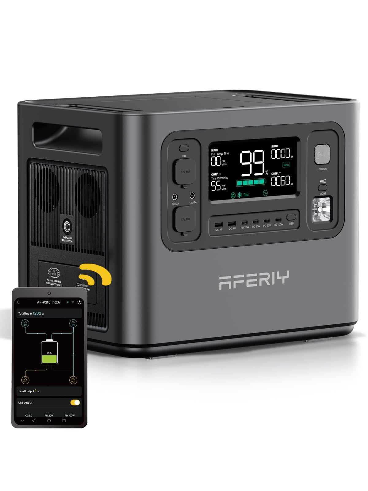 AFERIY P210 2400W Portable Power Station, 2048Wh LiFePO4 Battery Backup ...