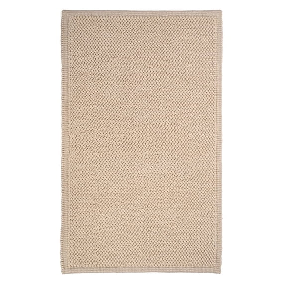 AFFERTO Natural Wool & Cotton Pebble Braided Rug – Ivory Textured ...