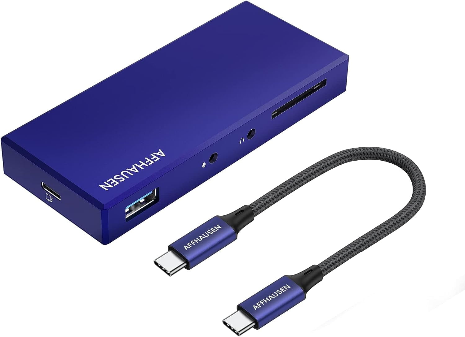 AFFHAUSEN HC01 USB-C Hub with 4K HDMI, Audio Out, Mic in, Ethernet, USB ...