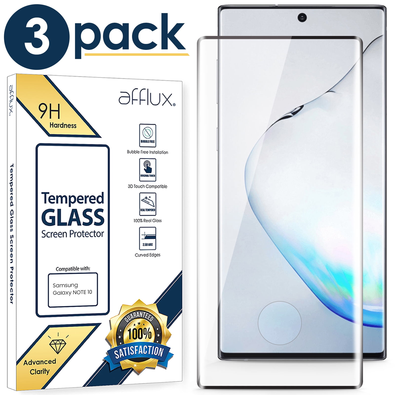 AFFLUX Tempered Glass For Galaxy Note 10 Screen Protector, 9H Tempered ...