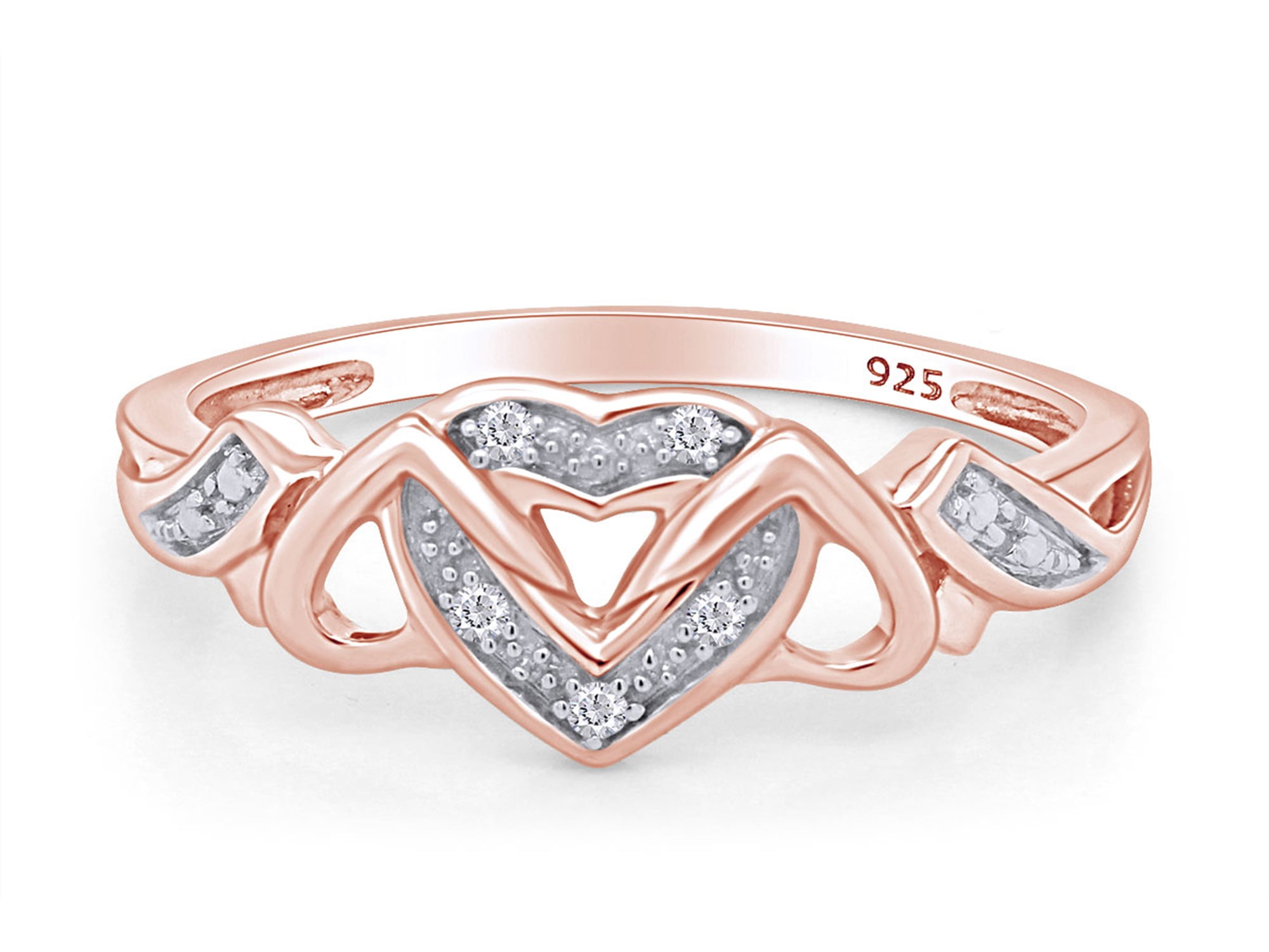 Customer reviews for AFFY 0.03CT Natural Diamond Accent Interlocking Heart Ring for Women 14K ...