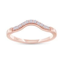 AFFY White Natural Diamond Accent Curved Wedding Band Ring In 14k Rose ...