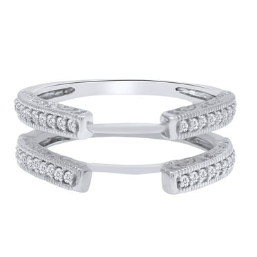 14K White Gold 5 Stone Diamond Enhancer Wrap Jacket Contour Wedding ...