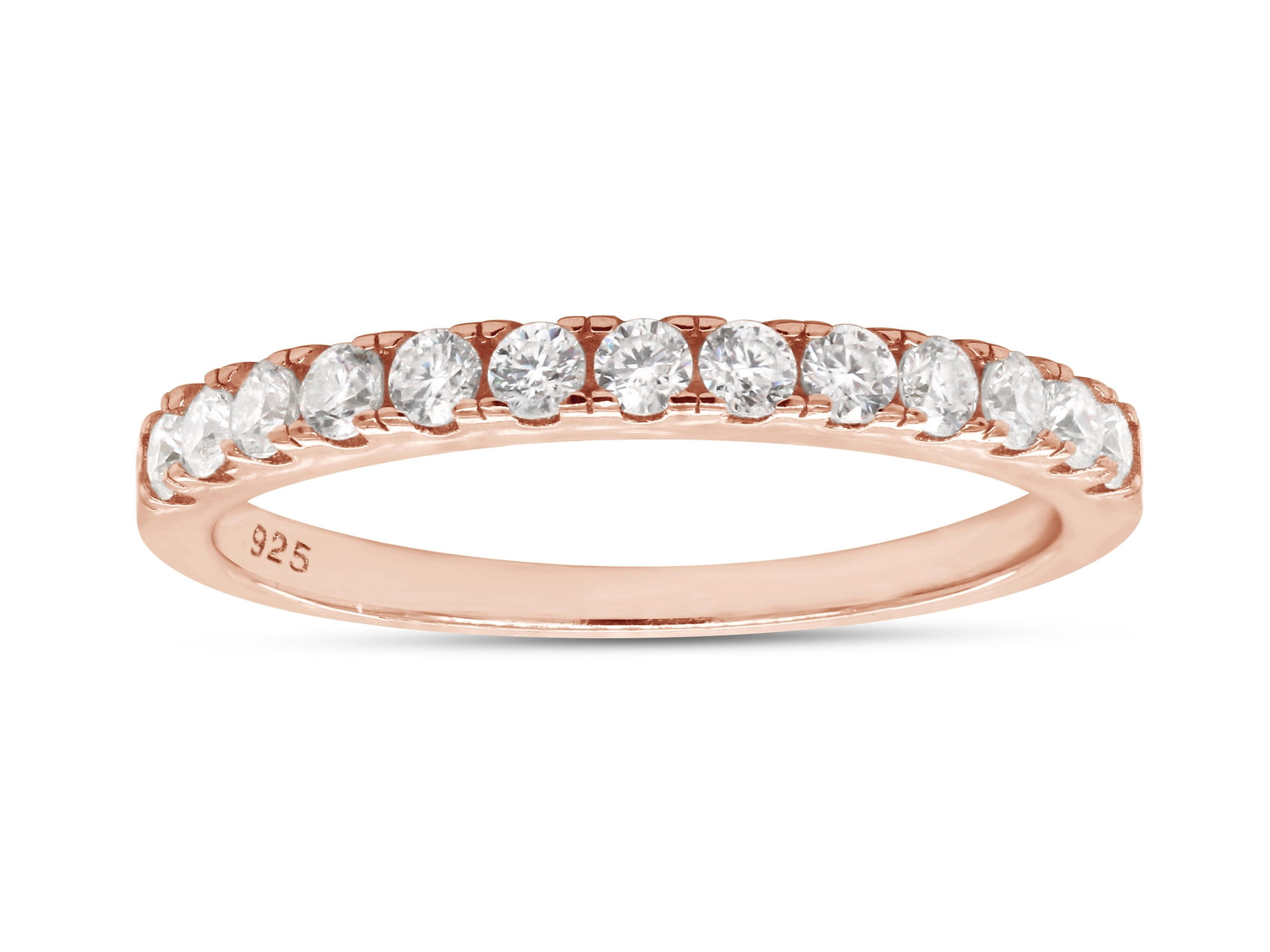 AFFY 0.33CT Moissanite Half Eternity Wedding Band Ring for Women in 14k Rose Gold over Silver-10 ...