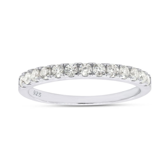 AFFY 1/5 Carat Round Cut White Natural Diamond Half Eternity Wedding ...