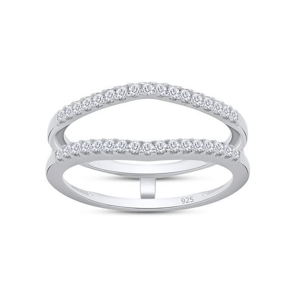 AFFY Round Cut White Natural Diamond Bypass Enhancer Guard Ring In 14K ...