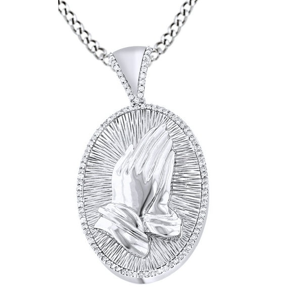 AFFY 0.50 Ct Natural Diamond Horseshoe Pendant Necklace In 14K Solid ...