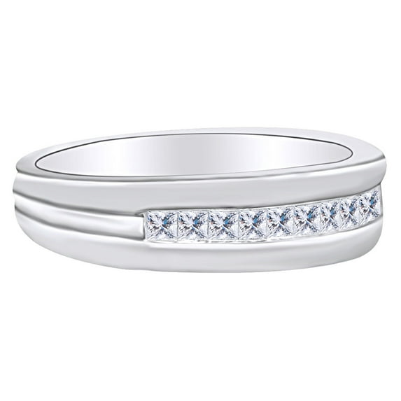 AFFY 0.50 Carat Princess Shape White Natural Diamond Men's Eternity ...