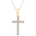 AFFY 0.50 Carat Round Shape White Natural Diamond Cross Pendant for ...