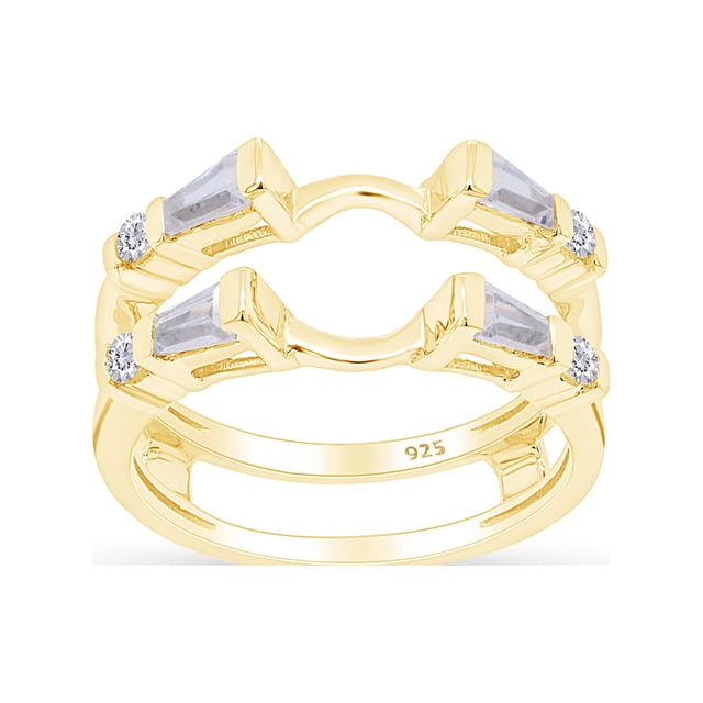 AFFY 0.75CT Tapered & Round White Cubic Zirconia Guard Enhancer Ring ...