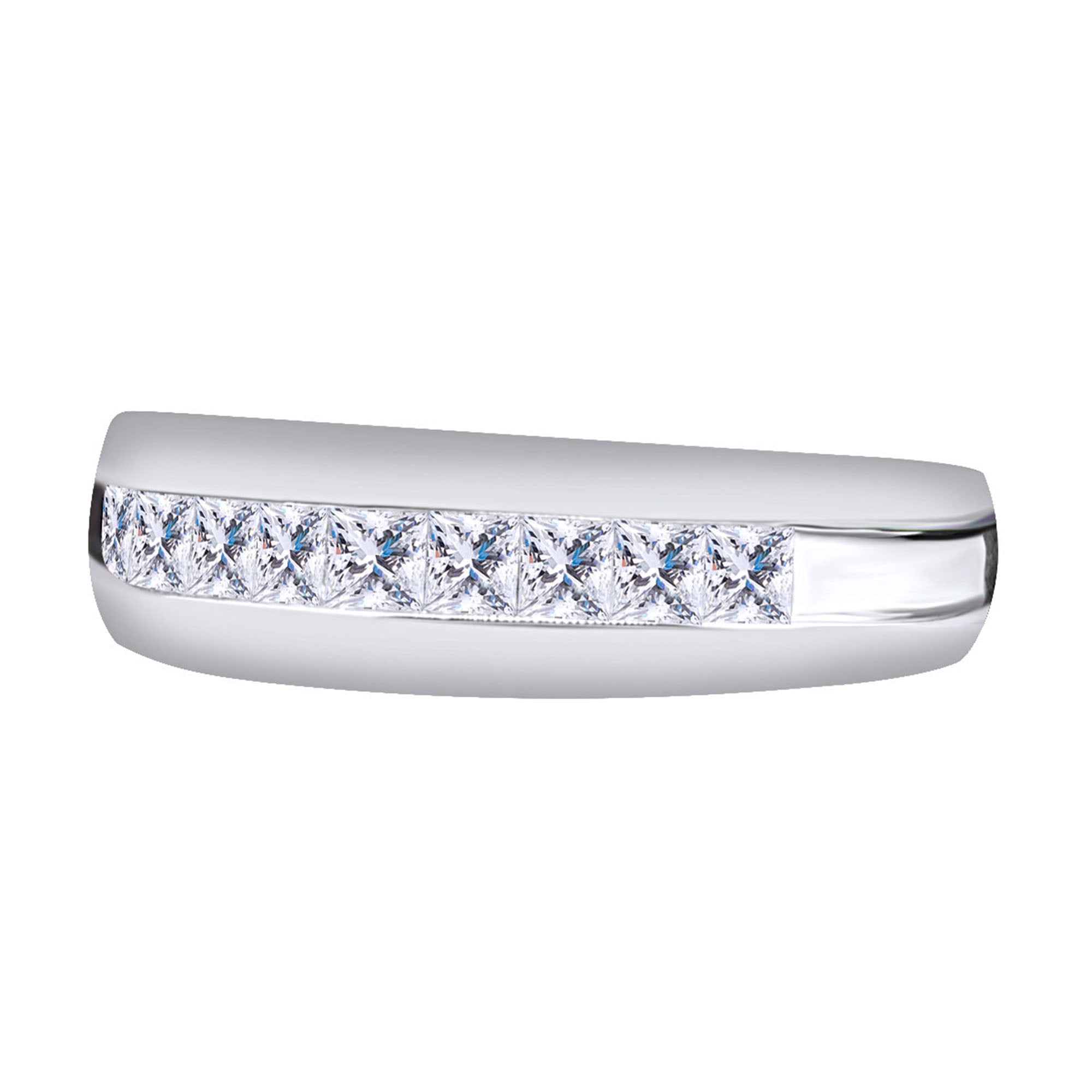 AFFY 1.00 Carat Princess Shape White Natural Diamond Men's Eternity ...