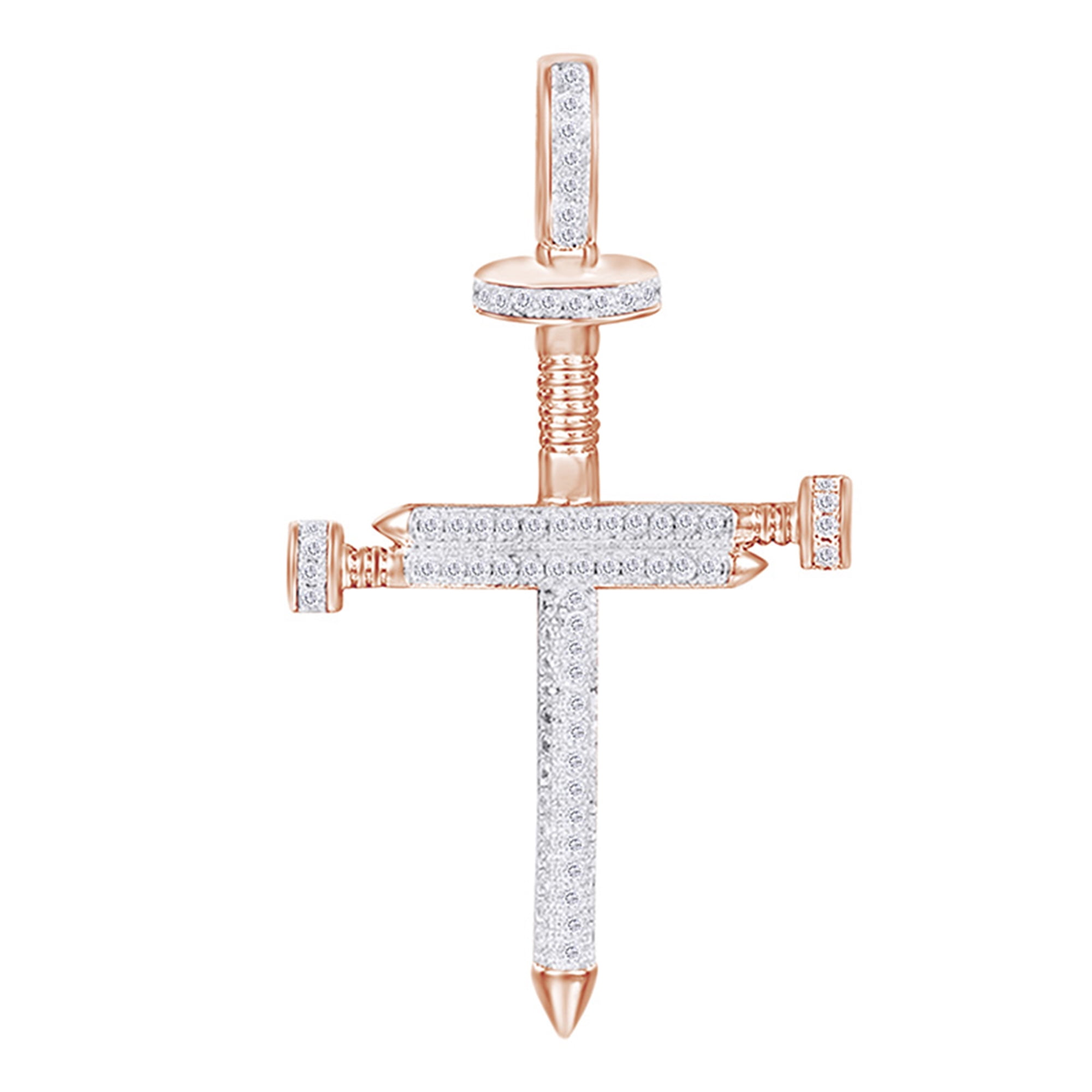 AFFY 1/5 Carat Round White Natural Diamond Hip Hop Jewelry Nail Cross ...