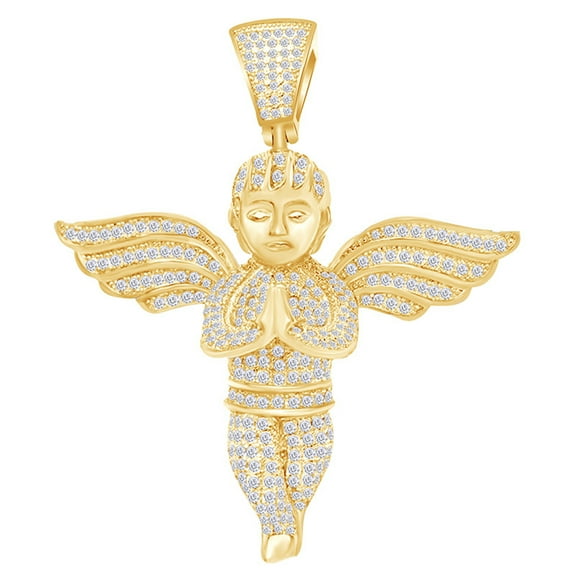 AFFY 1/2 Carat Round White Natural Diamond Iced Out Hip Hop Praying ...