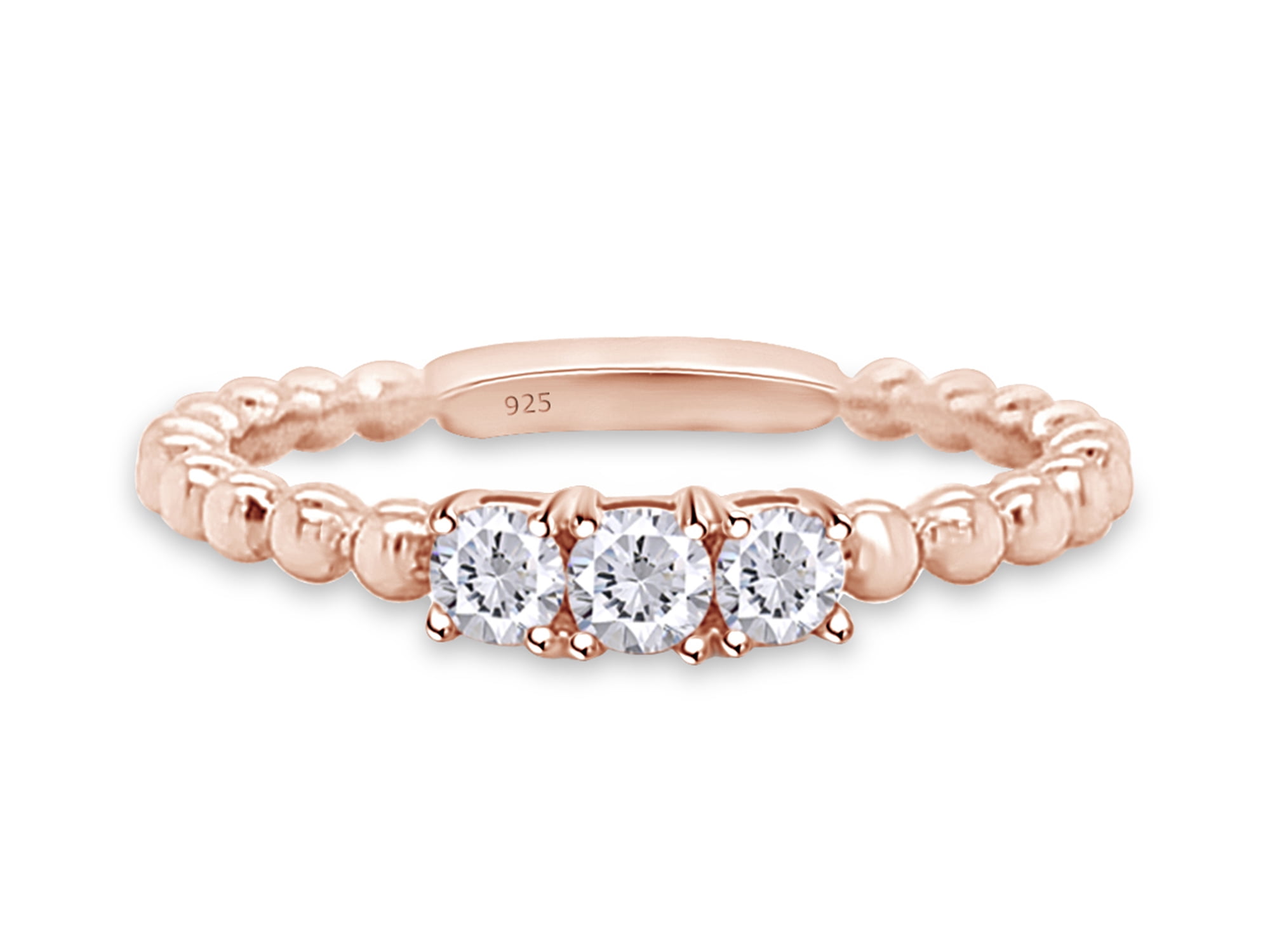 AFFY 1/6 Cttw Round Cut Natural Diamond Past Present Future Beaded ...