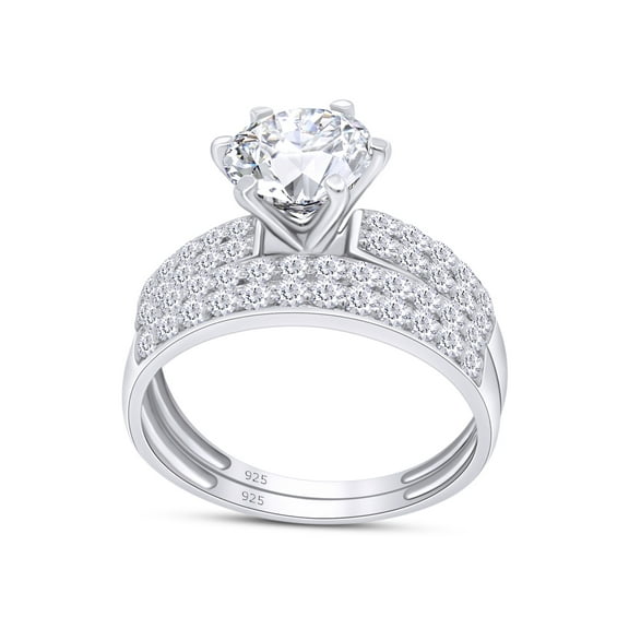 AFFY 1.50CT Moissanite Diamond Engagement Bridal Ring Set in 14K White ...