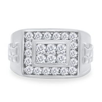 4 Carat Center 8MM Round Cut Lab Created Moissanite Diamond Men's Multi ...