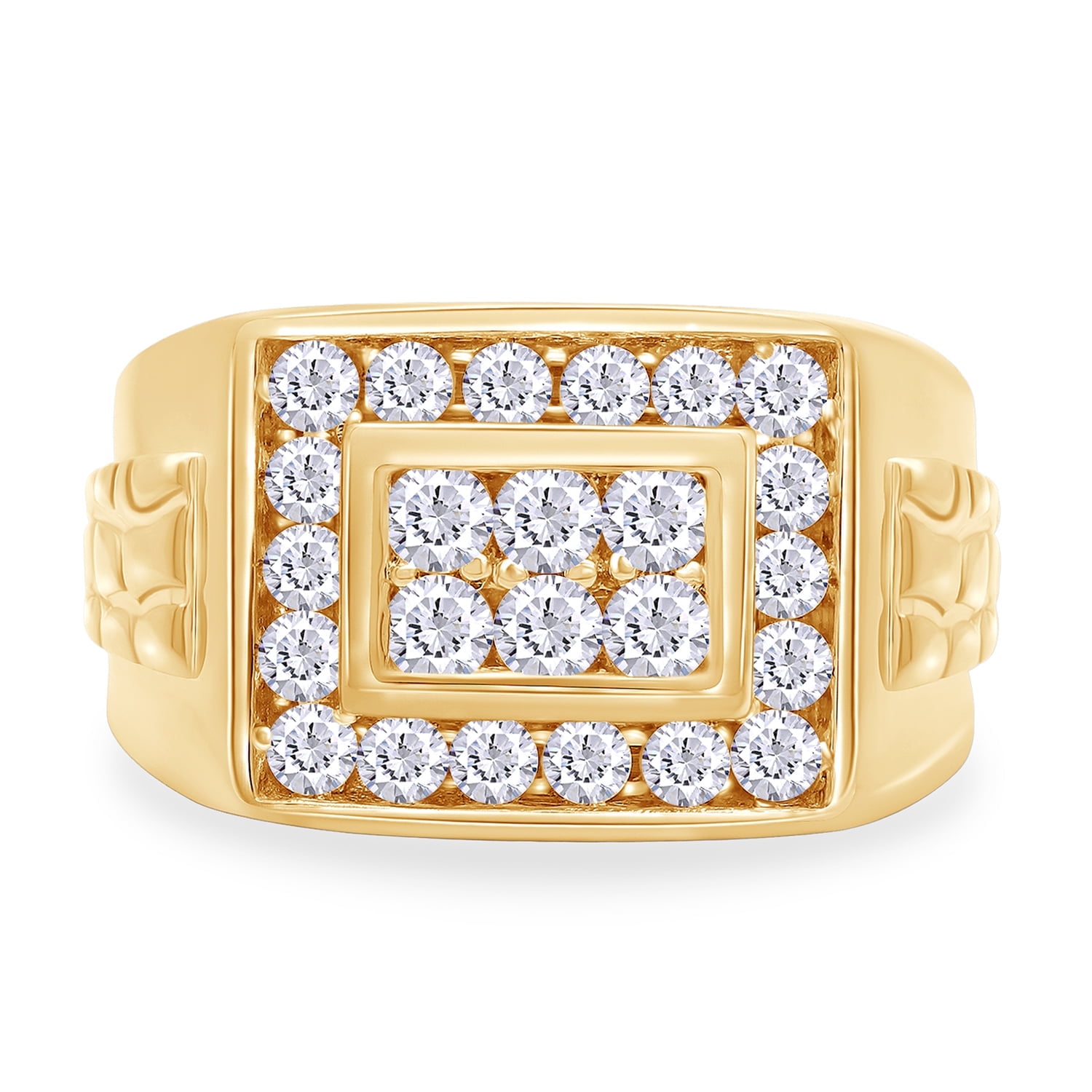 AFFY 1 Carat Moissanite Diamond Cluster Nugget Men's Wedding Band Ring ...