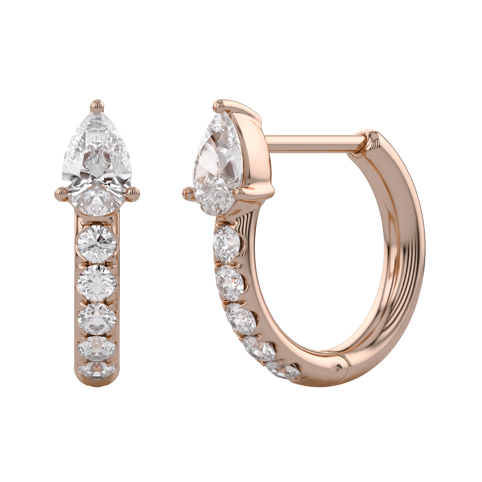 AFFY 11MM Hoop Earrings for Women, 0.70 Carat (ctw) Pear and Round Cut ...