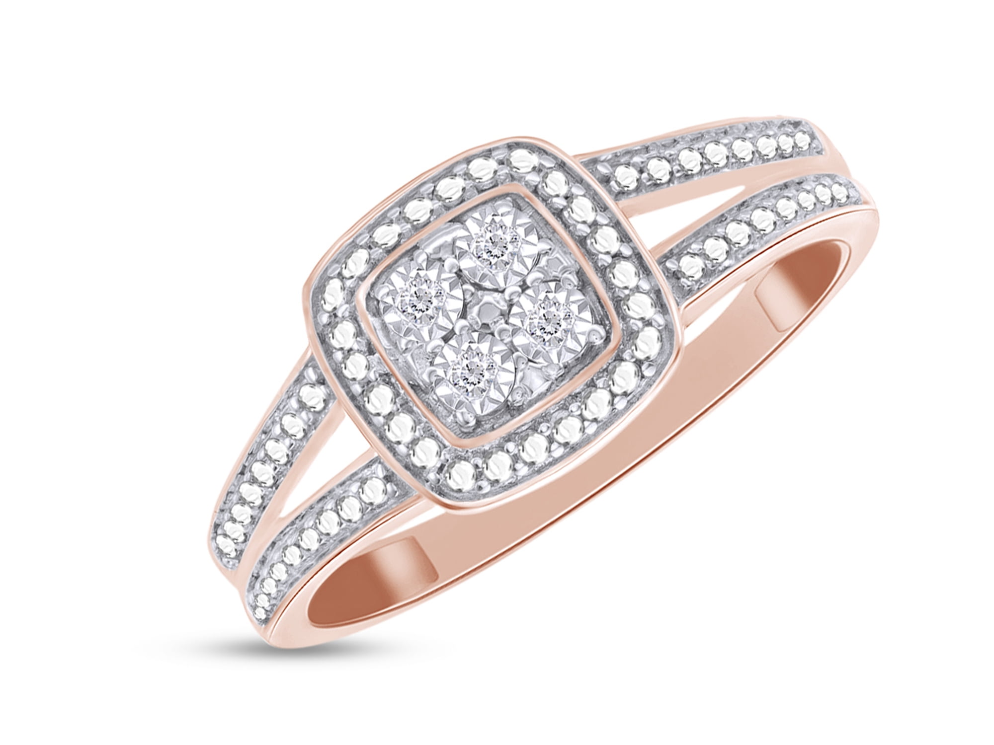 AFFY 14K Rose Gold Over Sterling Silver, Round Cut Natural Diamond ...