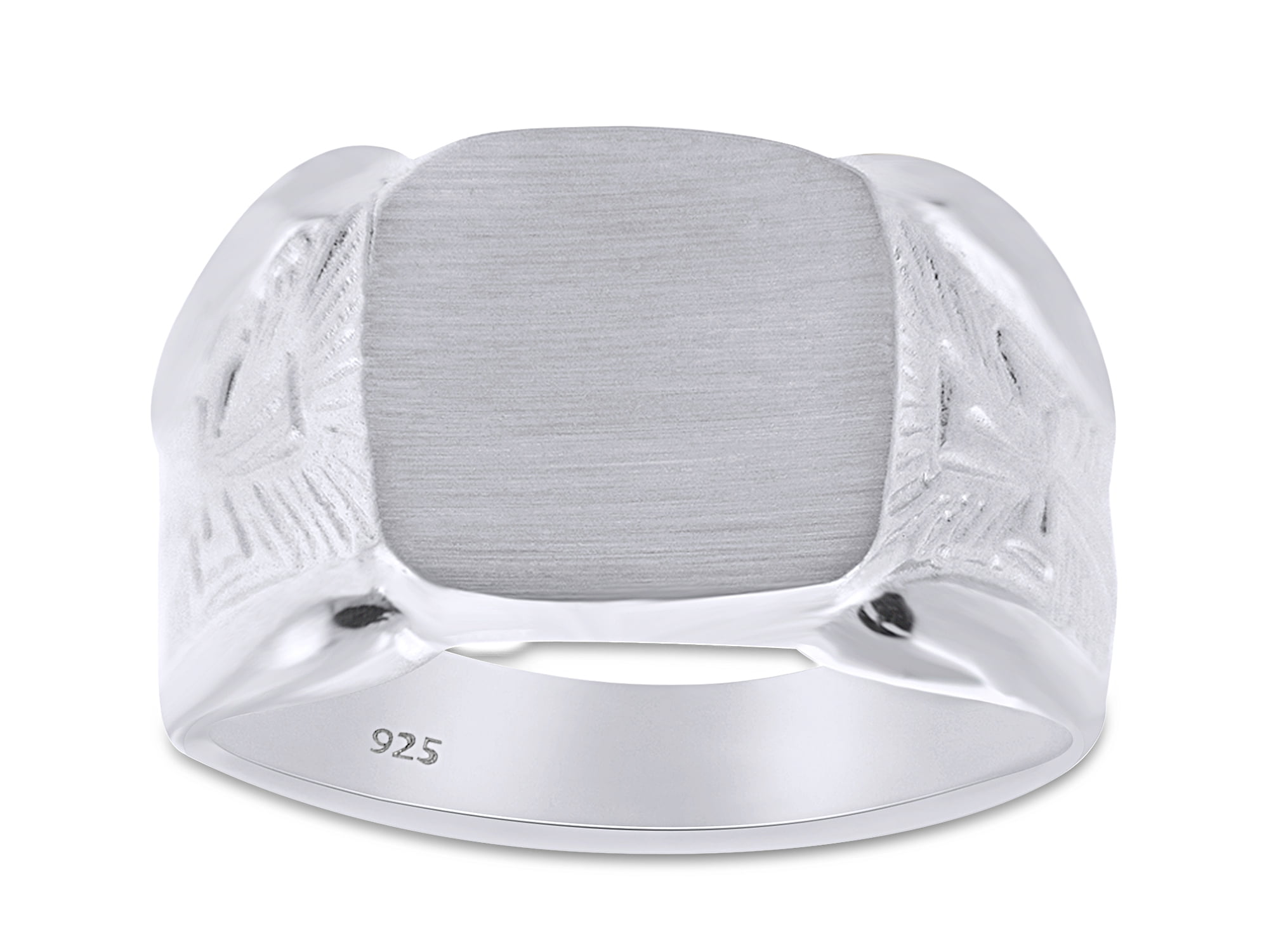 AFFY 14K White Gold Plated 925 Sterling Silver Protector Signet Ring ...