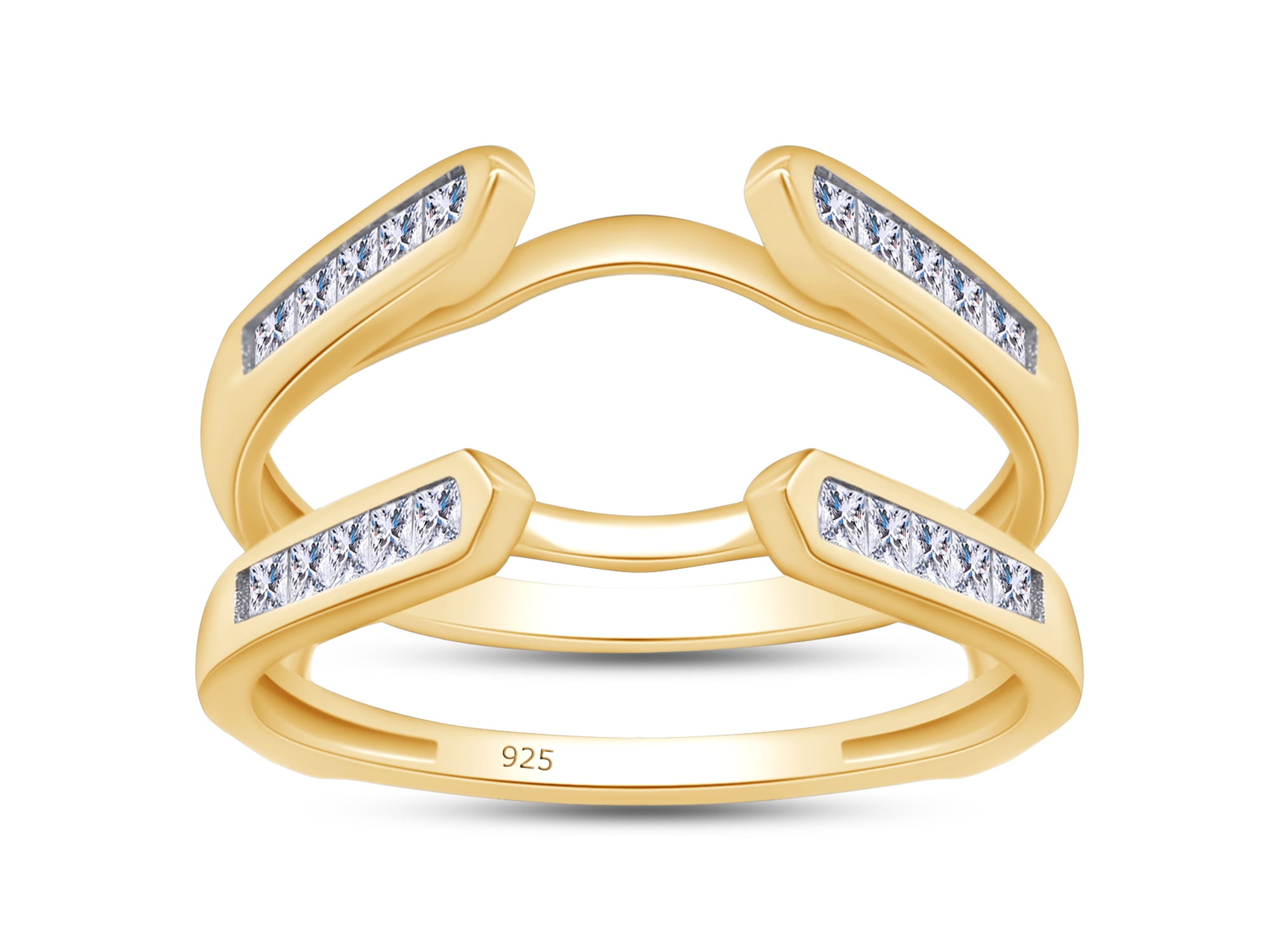 AFFY 14K Yellow Gold over Sterling Silver, 0.46 Ct Princess Cut Lab ...