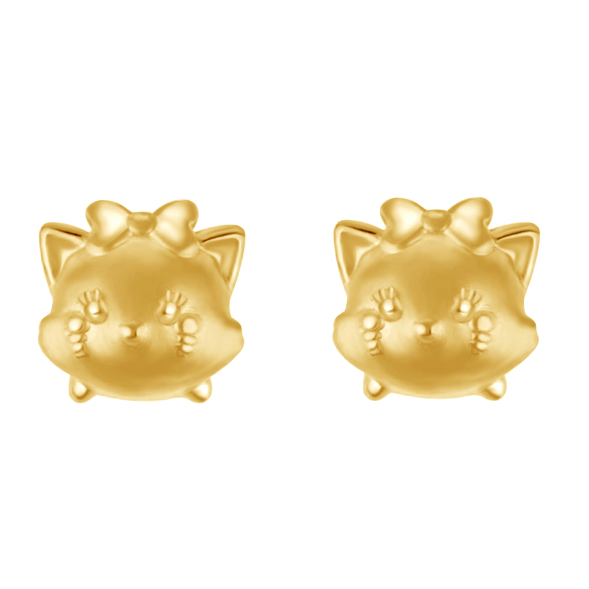 AFFY 14k Solid Yellow Gold Marie Cartoone Character Stud Earrings ...