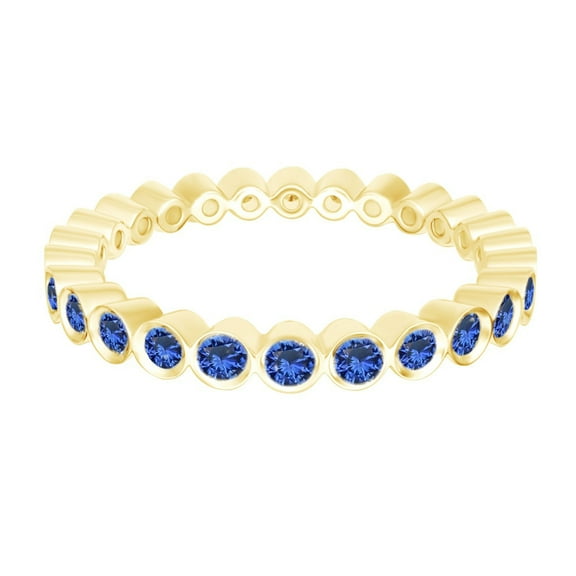 AFFY Simulated Blue Sapphire Anniversary Band Ring in 14k Yellow Gold ...