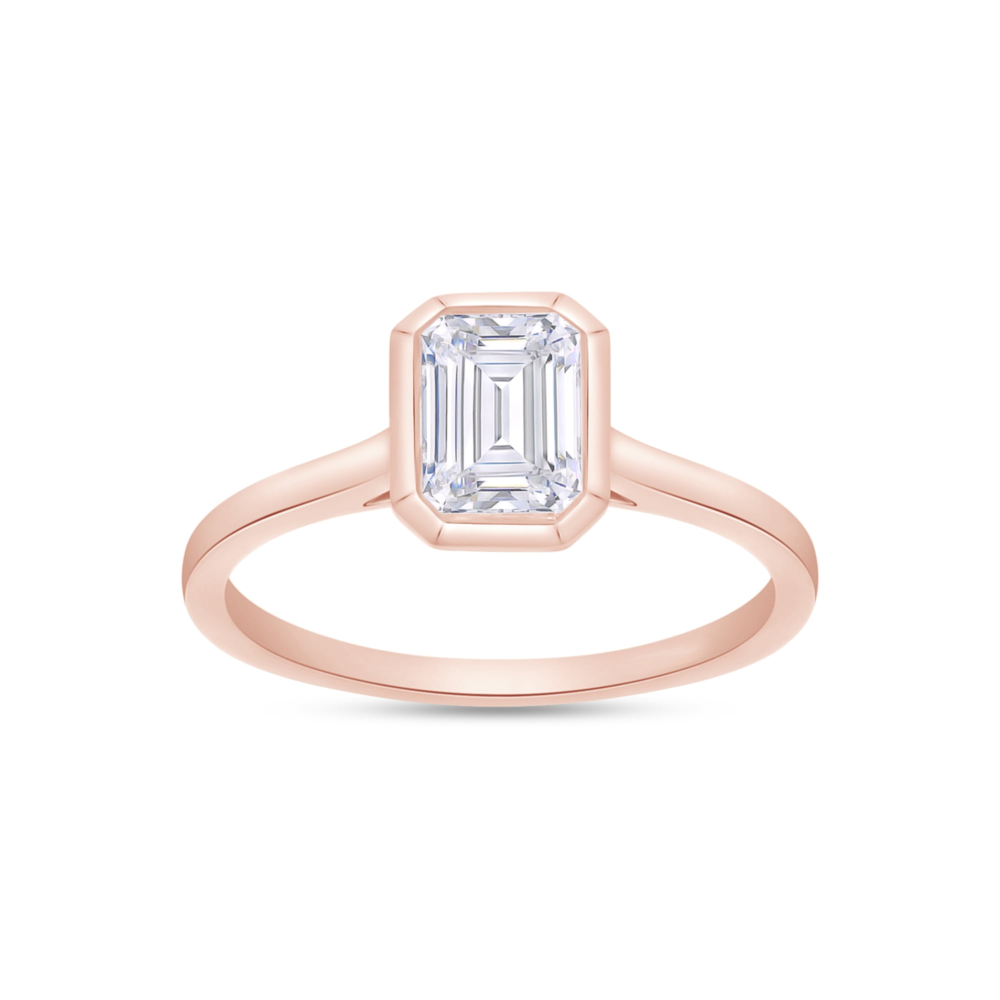 AFFY 1CT Emerald Moissanite Diamond Solitaire Engagement Ring for Women ...