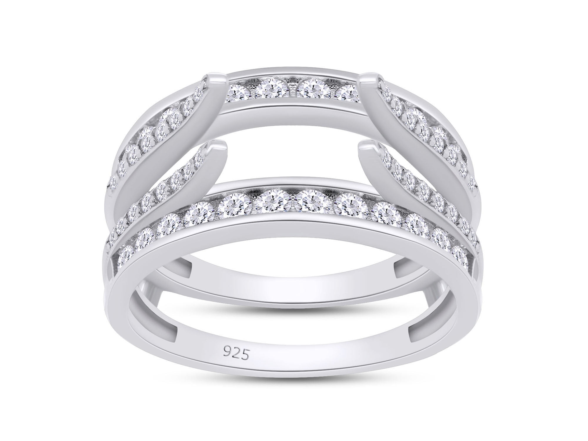 AFFY 1CT Round Moissanite Diamond Cathedral Enhancer Ring Guard in 14K ...