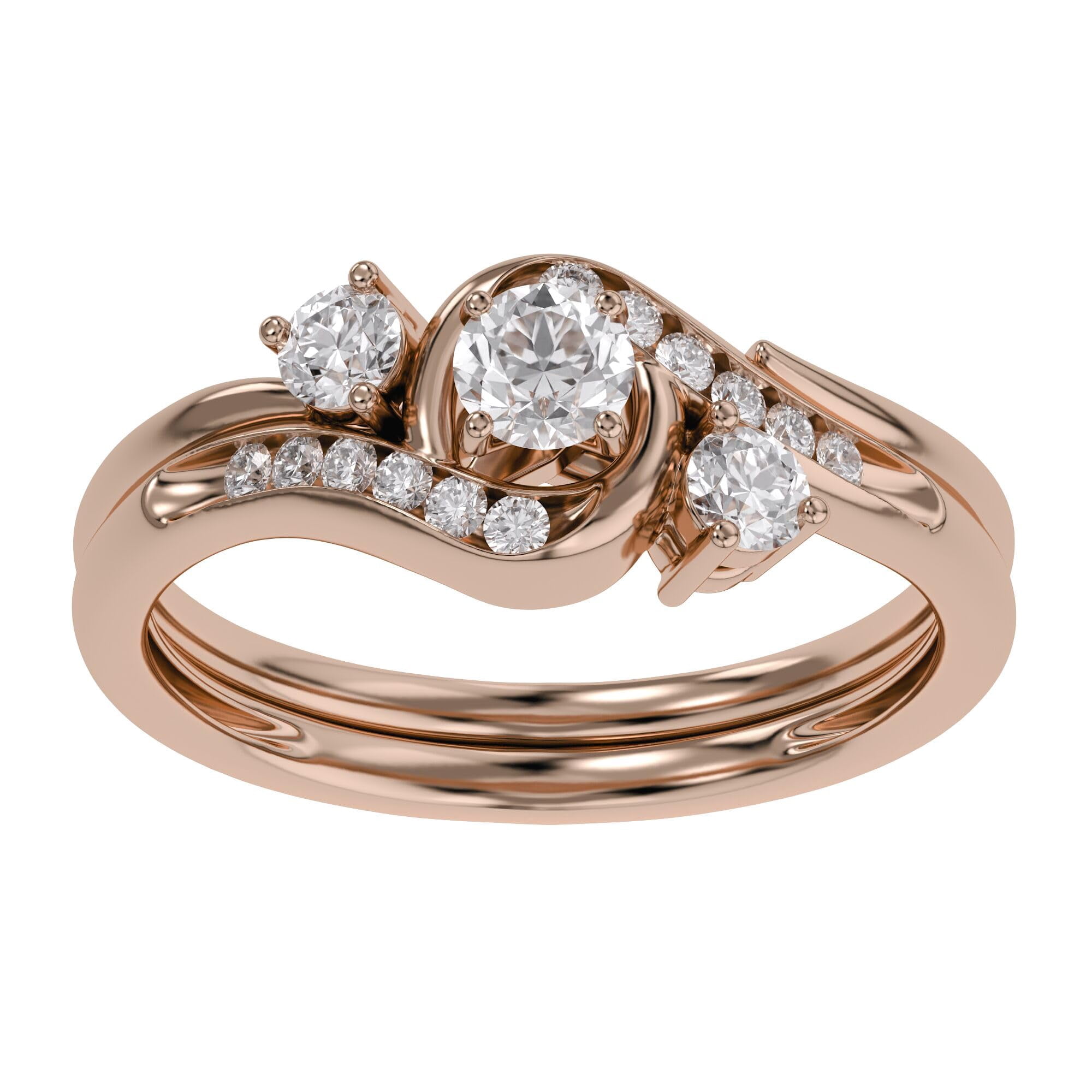 AFFY 3 Stone Bypass Bridal Set Rings for Women, 0.50 Carat (ctw) Lab ...