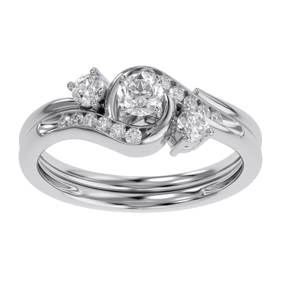 AFFY 3 Stone Bypass Bridal Set Rings for Women, 0.50 Carat (ctw) Lab ...