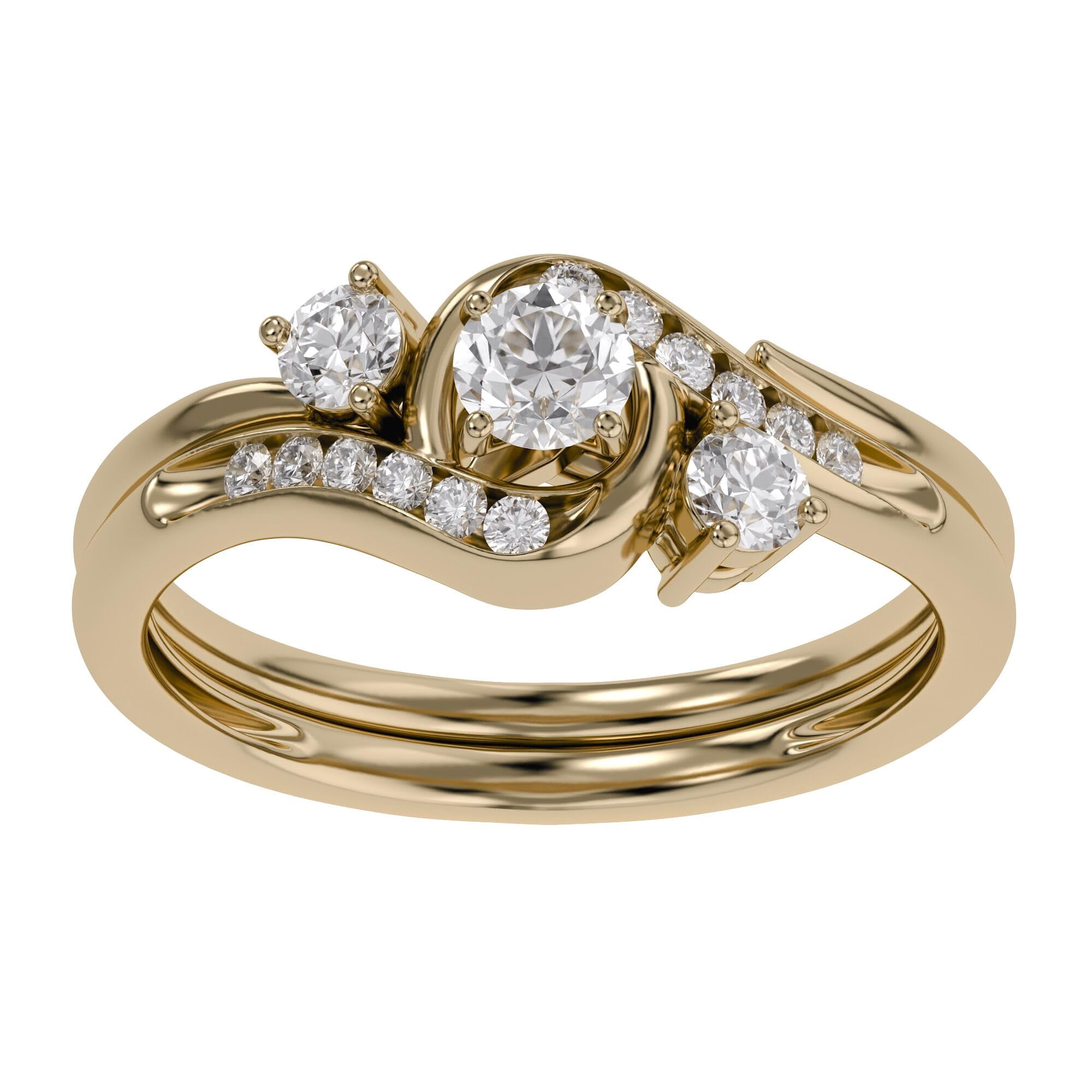 AFFY 3 Stone Bypass Bridal Set Rings for Women, 0.50 Carat (ctw) Lab ...