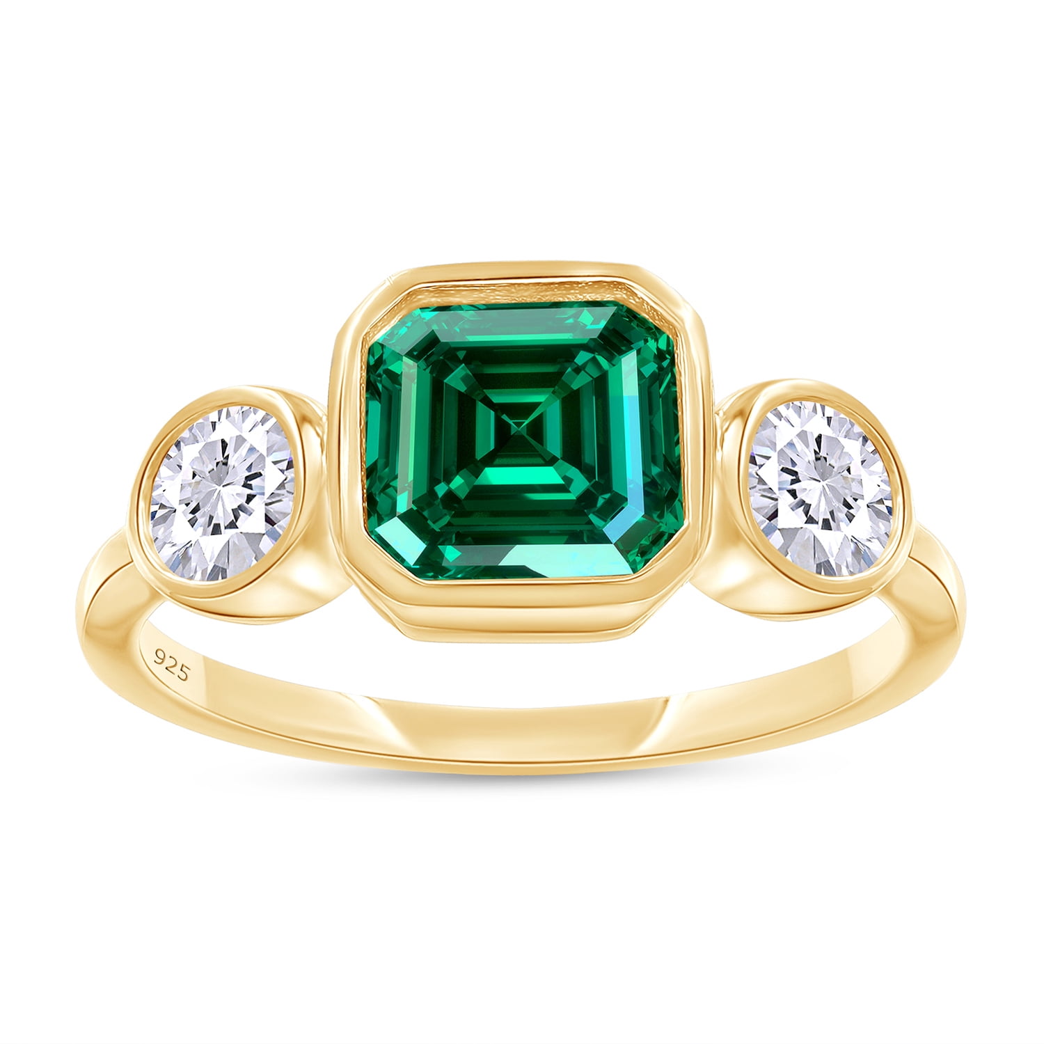 AFFY 3 Stone Engagement Ring for Her, 6X6MM Asscher Shape Zambian ...