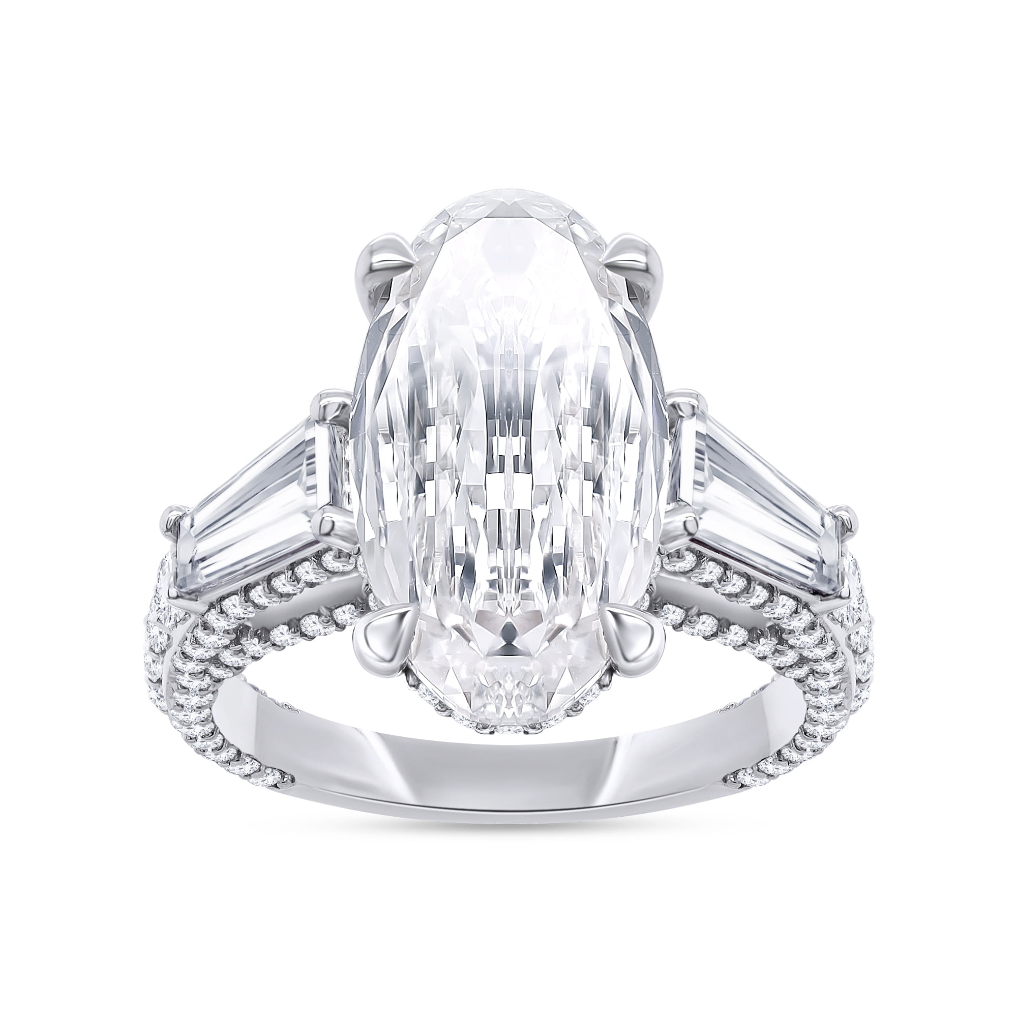 AFFY 3 Stone Solitaire Engagement Ring for Women, 5.50 Carat (ctw) Oval ...